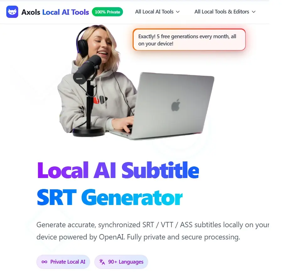 Local AI SRT Subtitle Generator - Privacy First | PeerPush